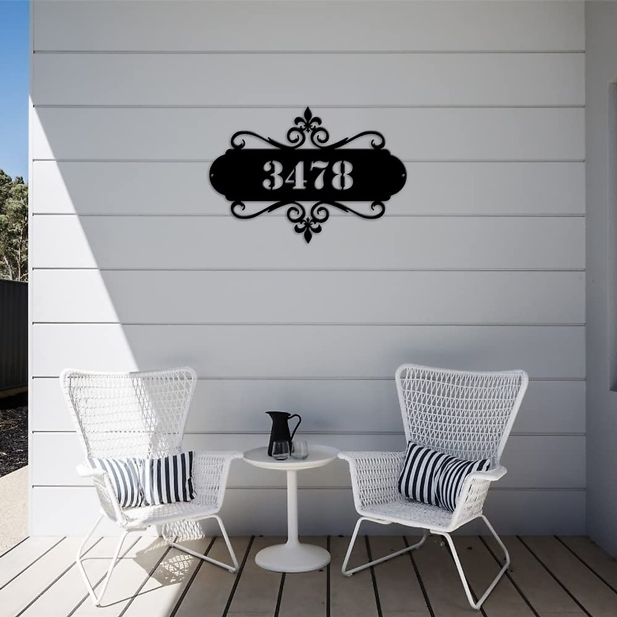 Personalized Metal Sign Custom House Address Numbers Plaque for Housewarming Monogram Signs for Apartment Home Outdoor Street Outdoor Wall Decor Black (12")