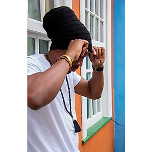 Black Slouchy Beanie for Locs Dreadlocks and Natural Hair Styles Rasta Tam Beanie