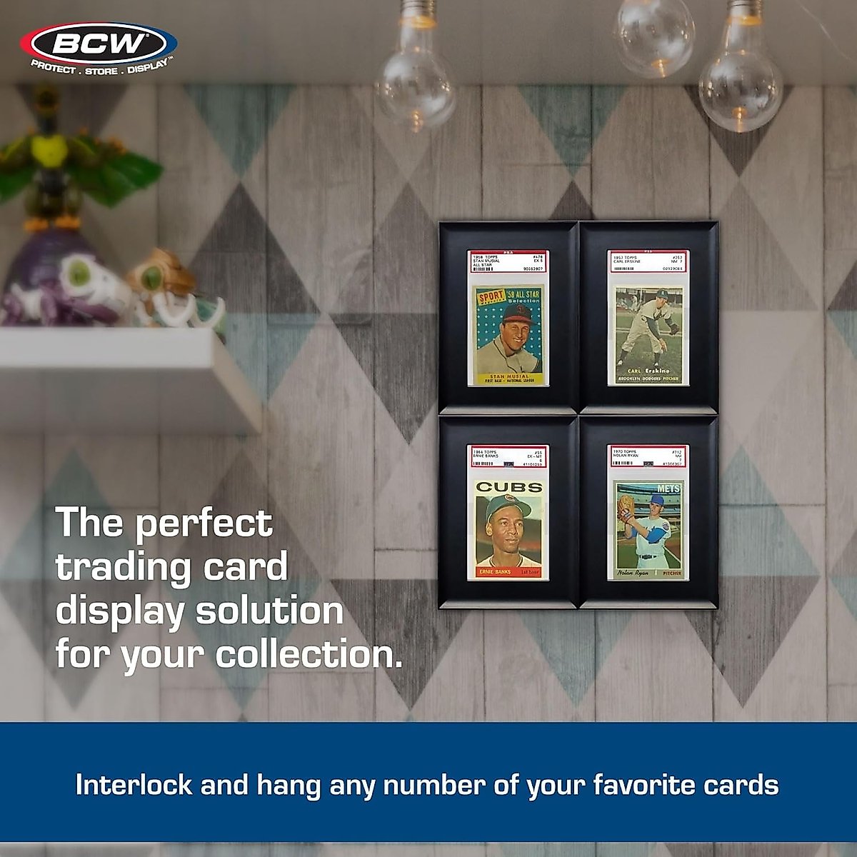 BCW Interlocking Graded Card Frames - Black - Pack of 4 | Interlocking Frames Ideal for Collectibles, Trading Cards, and Memorabilia | Wall Display Frame