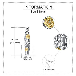 ONEFINITY Urn Necklaces for Ashes Sterling Silver Sunflower Flower Bar Cremation Necklace Memory Jewelry for Women