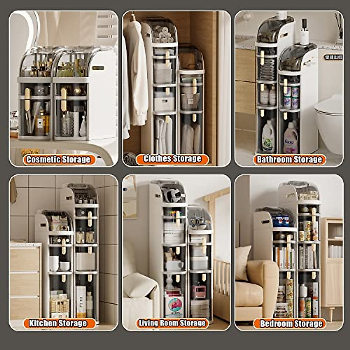 Slim Rolling Storage Cart,Bathroom Storage Organizer,Laundry Room Organization,3 Tier Mobile Utility Cart for Bathroom, Kitchen, Laundry, Office, Narrow Places,4 Tier