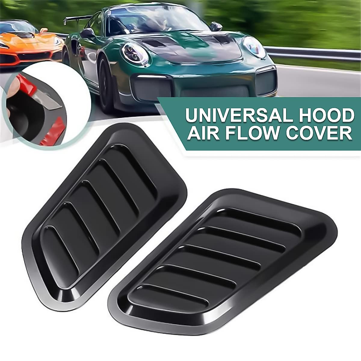2PCS Universal Hood Air Vents for Car Hood Scoop, Bonnet Vent Hood Air Intake Trim Cover (Black)