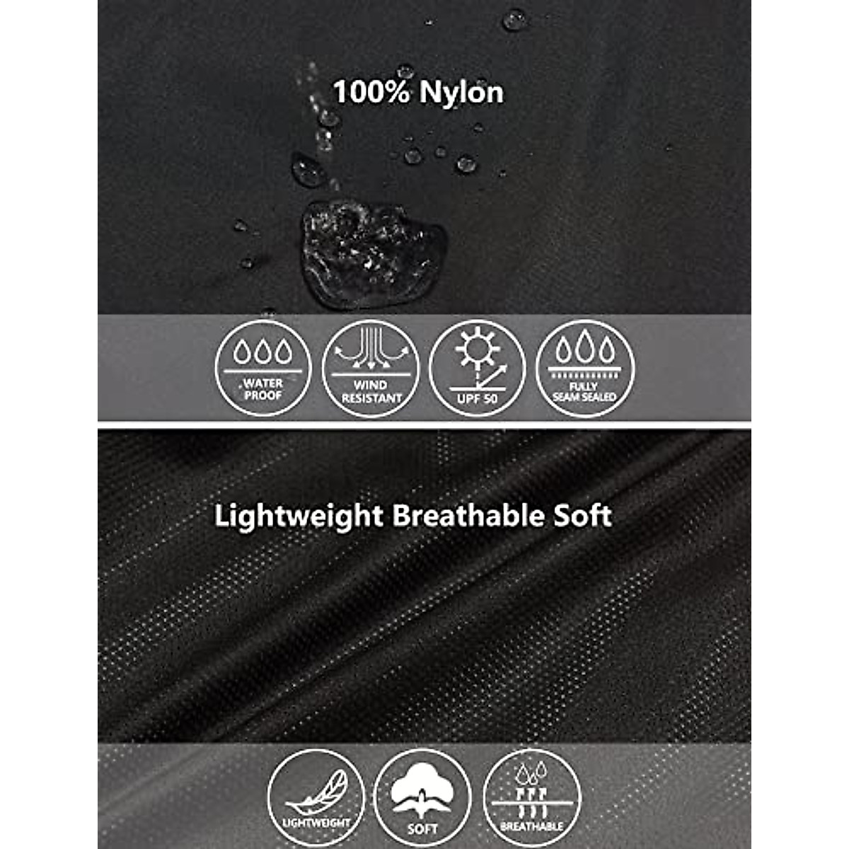 Little Donkey Andy Men's Waterproof Running Cycling Rain Jacket Reflective Raincoats Packable Windbreaker Removable Hood Black S