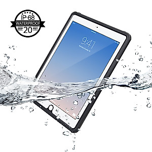 ShellBox Compatible for 2017/2018 Waterproof Case iPad 9.7 inch, iPad 6th Generation Shockproof Case Water Resistant IP68 360 Degree All Round Protective Ultra Slim Thin Dust/Snow Proof with Lanyard