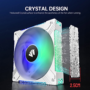 Asiahorse FS-S001 120mm RGB Fan, Full Frame Acrylic ARGB White Computer Case Fans 5V Motherboard Sync Argb Fans with Analog PWM Controller, 20+8 Addressable LEDs Hydraulic Bearing PC Fans (5 Pack)