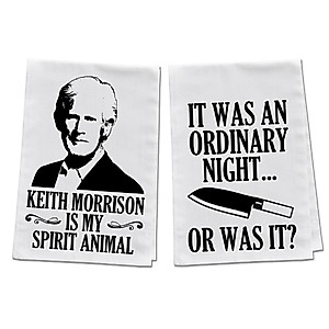 Funny Kitchen Towels, Housewarming Gifts, Hostess Tea Towels, Country Kitchen Dish Cloths 2-Pack Set (Keith Morrison & Ordinary Night)