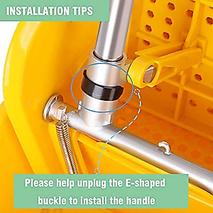 TryE Industrial Mop and Bucket with Wringer Set 5 Gallon 21Qt Plastic Combo Bucket with Wringer on Wheels for Home and Commercial Cleaning Yellow