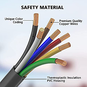 Felrwen 3.5 Feet 7 Pin Trailer Wiring Harness, 7-Way Trailer Plug with Double Prongs Connector, Trailer Wire Extension Cable for Caravan, RV Trailer, 5th Wheel to Truck or Van-Heavy Duty