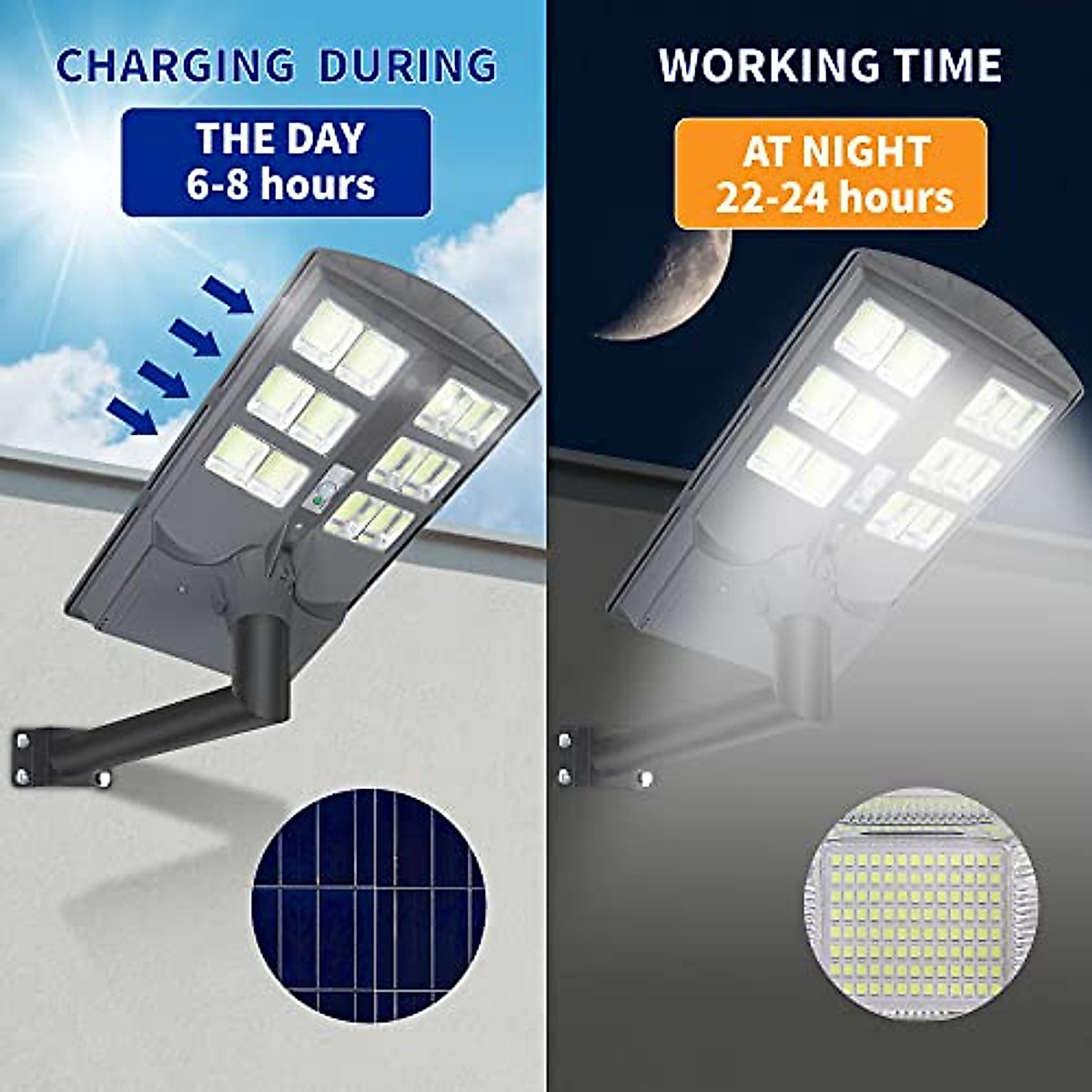 600W Solar Street Lights Outdoor,Solar Security Flood Lights 42000lumens 6500K Dusk to Dawn Without Motion Sensor IP66 Waterproof for Parking Lot,Stadium,Garden,Yard,Basketball Court,Barn