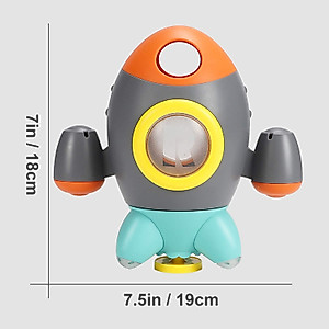 Elovien Baby Bath Toys, Space Rocket Shape Bathtub Toys for Toddlers, Spray Water Toys w/ Rotating Fountain, Bathroom Shower Toys for Infants Aged 18 Months 2 3 4 5 Years Old Kids Girls Boys