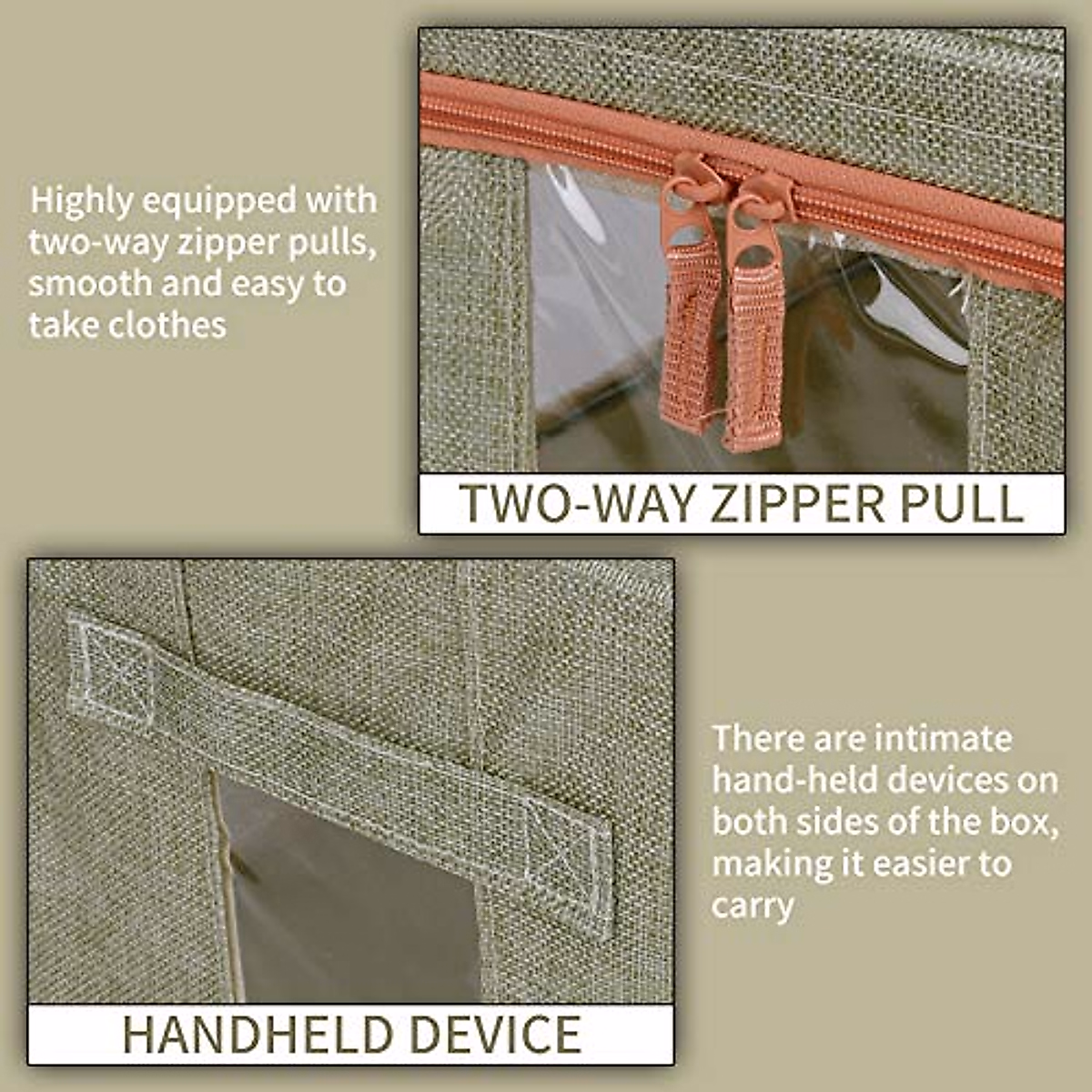 F.P.L Foldable Storage Bins Box Oxford Cloth Steel Frame Storage Bag Clothing Storage Containers Organizer for Clothes Beddings Towels(24L Army Green 2PCS)