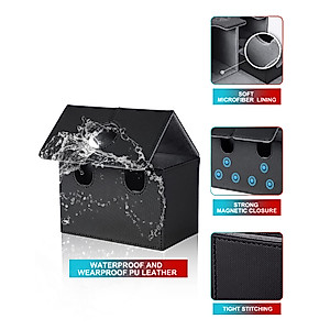 ZLCA Card Deck Box with Dice Tray for MTG Cards, 200+ Card Storage Box Fits for TCG CCG, PU Leather Strong Magnet Collectible Card Case (Black)