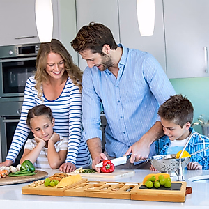 Charcuterie Boards Bamboo Cheese Board - Cheese Tray & Serving Board, Charcuterie Board Set with Cutlery & Knife Set, Cheese Platter& Cheese Boards for Wedding, New Home Housewarming, Birthday Gifts…