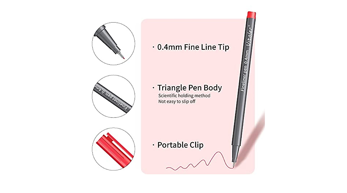 VITOLER Fineliner Colored Pens - Pack of 18 Vibrant Colors