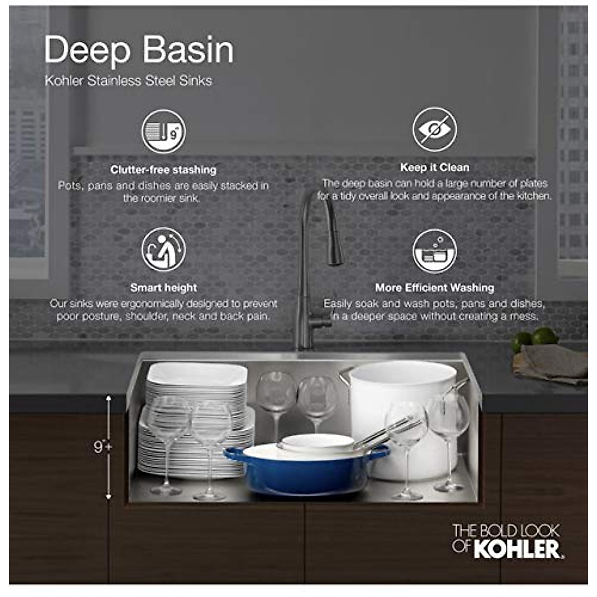 Kohler R3847-4-NA Toccata 22"x33" Double-Basin Stainless Steel Drop-in 4 Hole Kitchen Sink