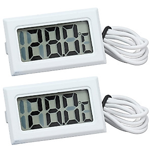 Entatial Electronic Digital Thermostat, 2s Refresh Mini 2Pcs Refrigerator Temperature Meter for Garden for Aquarium(White*2)