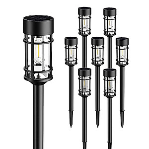 DOESLAG Solar Pathway Lights, 8 Pack Solar Lights Outdoor Waterproof, Glass Solar Landscape Lights Outdoor Garden Lights for Yard Walkway Driveway, Auto On/Off, Easy-to-Install