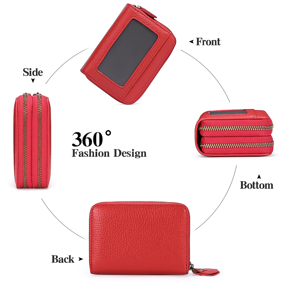 GOIACII Small Genuine Leather Wallet for Women, RFID Blocking Credit Card Holder Wallet