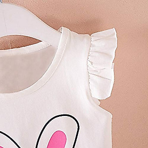 Easter Outfits Baby Girl Clothes Summer Outfits Short Sets 2 Pieces with T-Shirt + Short Pants (Red, 12-18 Months（80）)