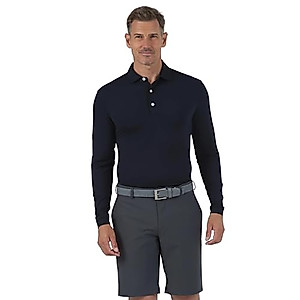 IBKUL Men's Athleisure Wear Sun Protective UPF 50+ Icefil Cooling Tech Long Sleeve Polo 95199 White Solid L