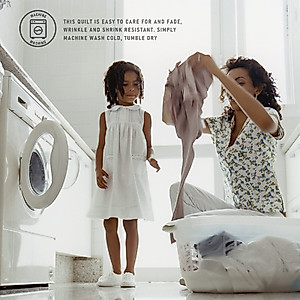 Y-PLWOMEN King Quilt, 100% Cotton Boho King Size Quilt, White/Gray Striped Geometric Quilt Set King, Bohemian Lightweight Soft King Bedspreads for All Season, 3-Pieces