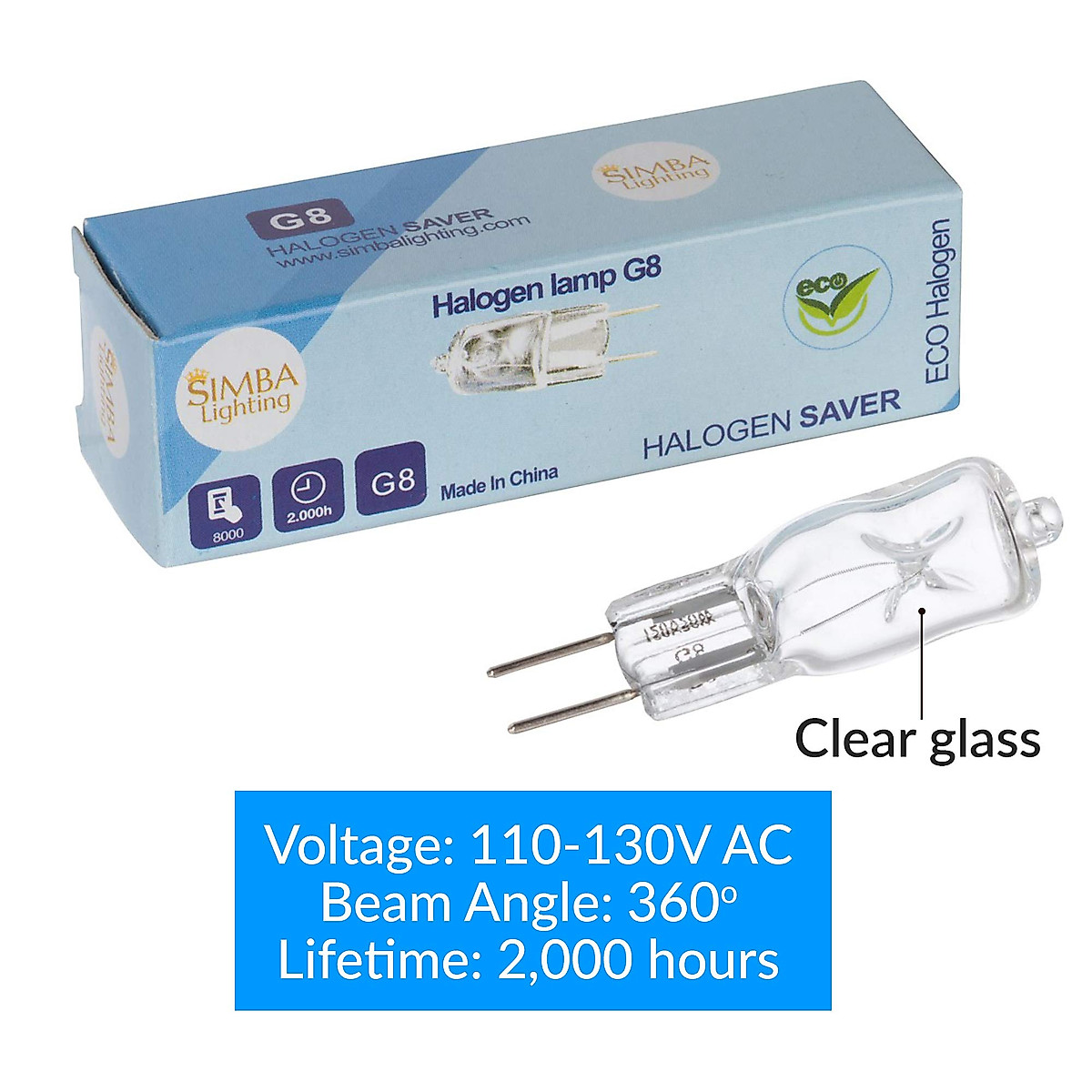 Simba Lighting Halogen Light Bulb G8 T4 20W JCD Bi-Pin (10 Pack) Shorter 1-3/8" (1.38") Length for Under Cabinet Puck Lights, Kitchen Hood, Landscape Lights, Desk Lamps 120V Dimmable, 2700K Warm White