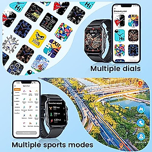 Smart Watch Men Fitness Tracker: 2.0“ Touch Screen Watches Waterproof for Call Heart Rate Blood Pressure Sleep Monitor Digital Step Sport Running Smartwatch Bluetooth Compatible Android with iOS Phone
