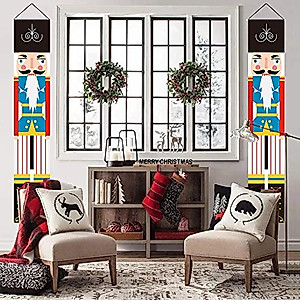 LioNergy Nutcracker Christmas Porch Sign, Xmas Decor Banners, Patriotic Christmas Decorative Nutcracker Banner for Holiday Home Indoor Outdoor Porch Wall Christmas Party Decoration
