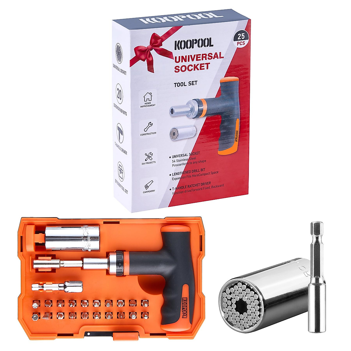 Universal Socket Tool Set, Super Socket Uncrew Any Bolt - Cool Gadgets Gifts Idea & Birthday Gifts for Men, Husband, Dad, Father, Mechanic, Tech, Handyman, DIY, Him, Women