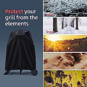 TRAVELIT Waterproof Cover for Ninja Woodfire Outdoor Grill on Its Stand, Weather Resistant BBQ Grill Accessories, Compatible with Ninja Smoker Grill OG701 OG751 OG700 Series, Black (Cover Only)