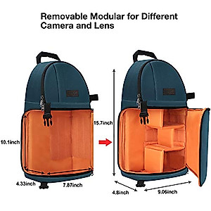 MOSISO Camera Sling Bag, DSLR/SLR/Mirrorless Camera Case Shockproof Photography Camera Backpack with Tripod Holder & Removable Modular Inserts Compatible with Canon/Nikon/Sony/Fuji, Deep Teal