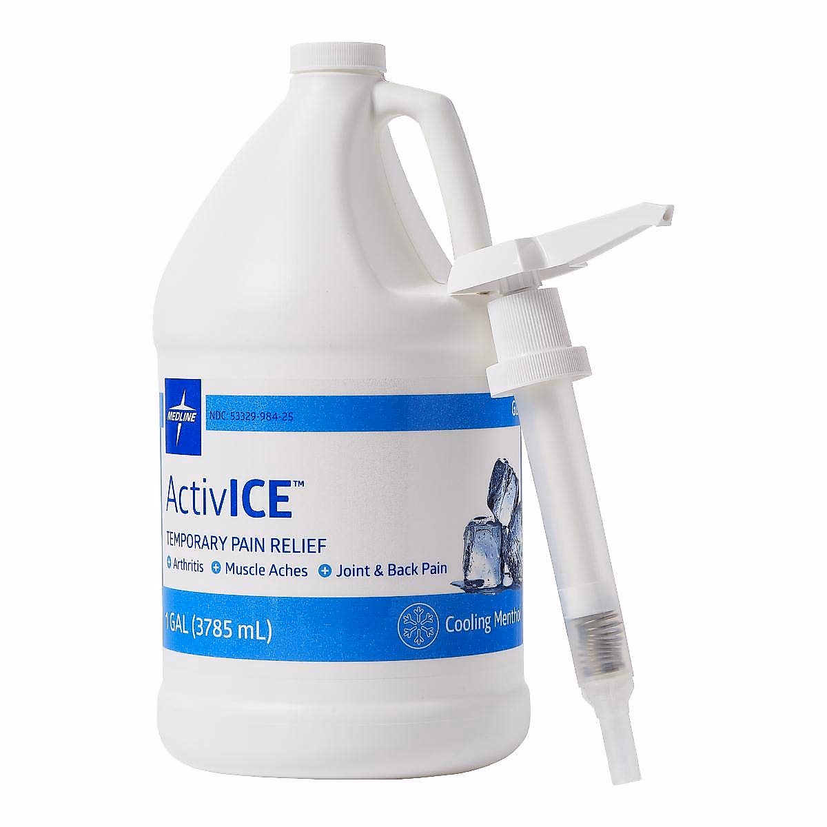 Medline ActivICE Topical Pain Reliever Analgesic Gel, 1-Gallon Pump Bottle, 1 Count