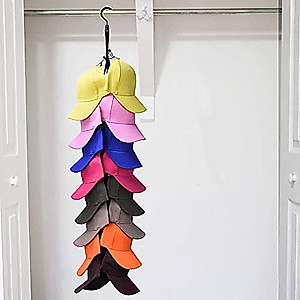 Peohud 2 Pack Closet Hanging Hat Organizer Rack, 16 Hooks Hat Storage Hangers for Baseball Caps, Ball Hats, Golf Caps, Beanies Hats, Sports Caps, Closet Hook Cap Holder
