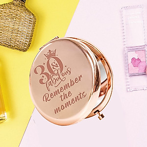 KEYCHIN 30th Birthday Pocket Mirror Happy 30 Year Old Birthday Gifts Remember The Moments 30th Compact Mirror for Sister Wife Friend Coworker (30th-RG)