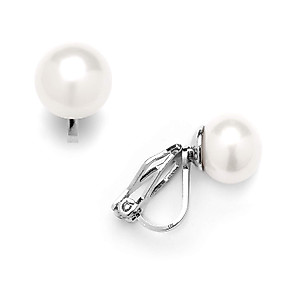 Mariell Ivory Freshwater Pearl Stud Clip On Earring for Women, 9mm, Non-Pierced Earring Birthday Gift