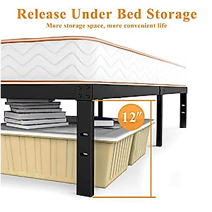 HISKIWUU Full Size Bed Frame Heavy Duty 3500 Lbs 14 Inches,Full Bed Frame Easy to Assemble Anti-Slip Noise Free,Bed Frame Full Size No Box Spring Needed,Under Bed Storage,Black