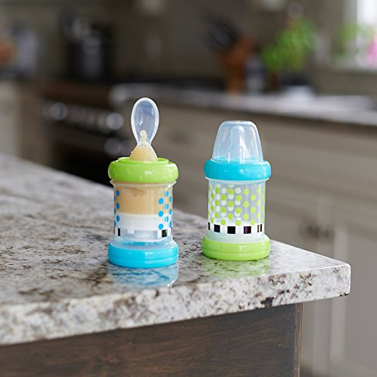 Sassy Baby Food Nurser – 4+ Months Set of 2- 4oz 100% Silicone Nipple and Spoon BPA-Free
