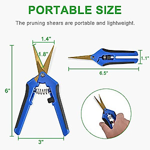 GROWNEER 6 Packs 6.5 Inch Pruning Shears with Curved Blades Trimming Scissors For Cannabis Gardening Hand Pruning Snips Titanium Coated Precision Blades
