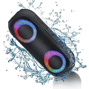 NOTABRICK Bluetooth Portable Speakers Wireless(100FT Range) with 30W Loud Stereo Sound,IPX7 Waterproof Shower Speakers,RGB Multi-Colors Rhythm Lights,1000mins Playtime for Indoor&Outdoor