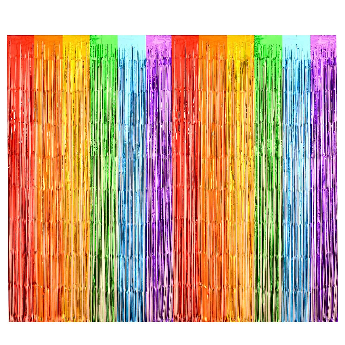 Rainbow Foil Fringe Curtains Rainbow Backdrop Streamers Party Photo Booth Props for Rainbow Birthday Circus Carnival Wedding Bridal Baby Shower Unicorn Party Decorations 2 Pack