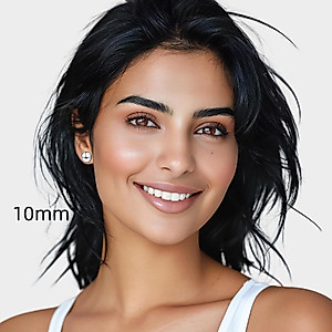 925 Sterling Silver Ball Stud Earrings Available in 3mm-10mm,Classic Round Ball Studs Hypoallergenic Jewelry (10mm)