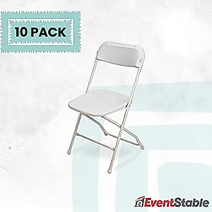 EventStable TitanPRO White Plastic Folding Chair - Lightweight Foldable Outdoor Chair - Durable Patio Chairs - Chairs Set for Parties Banquet Events - 10 Pack