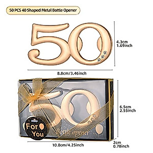 24 PCS 50th Birthday Party Favors 50 Shaped Bottle Openers 50th Birthday Golden Wedding Gifts Souvenirs for Guest , Party Decorations