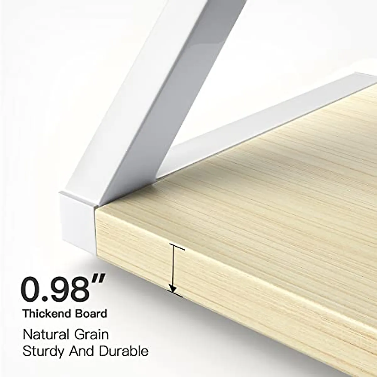 HUANUO Printer Stand, Desktop Stand for Printer, Printer Stand with Storage, Desktop Shelf with Anti-Skid Pads, Printer Table Organizer, Printer Shelf w/ 2 Tier Tray & Hardware & Steel (Light Wood)