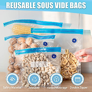 Sous Vide Bags 20pack Kit,Daarcin 3 Sizes Sous Vide Bag Kit with Pump-15 BPA Free Reusable Vacuum Sealer Bags-1 Hand Pump-2 Zipper Clips-2 Clamps for Food Storage and Sous Vide Cooking