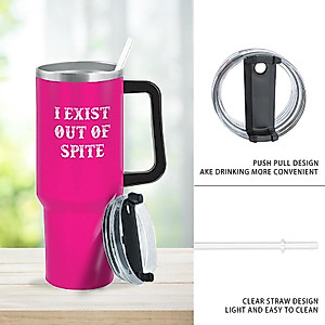 liabiliies 40 oz Tumbler with Handle and Straw i exist out of spite Tumbler with Lid and Straw Insulated Tumbler Stainless Steel Tumblers