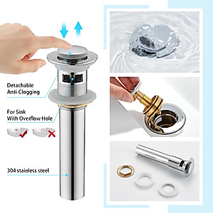 CREA Widespread Bathroom Faucet 3 Hole Chrome 8 inch 2 Handle Faucet with Pop Up Drain 4 in Sink Faucets for Vanity Lavatory Basin Restroom Bath