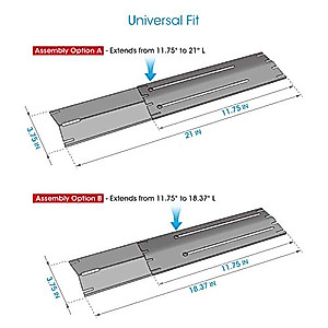 DcYourHome Universal Adjustable Porcelain Steel Heat Plate Shield, Grill Replacement Parts, Heat Tent, Burner Cover,Flavorizer Bar Flame Tamer for Gas Grill, Extends from 11.75" up to 21" L （5 Pack）