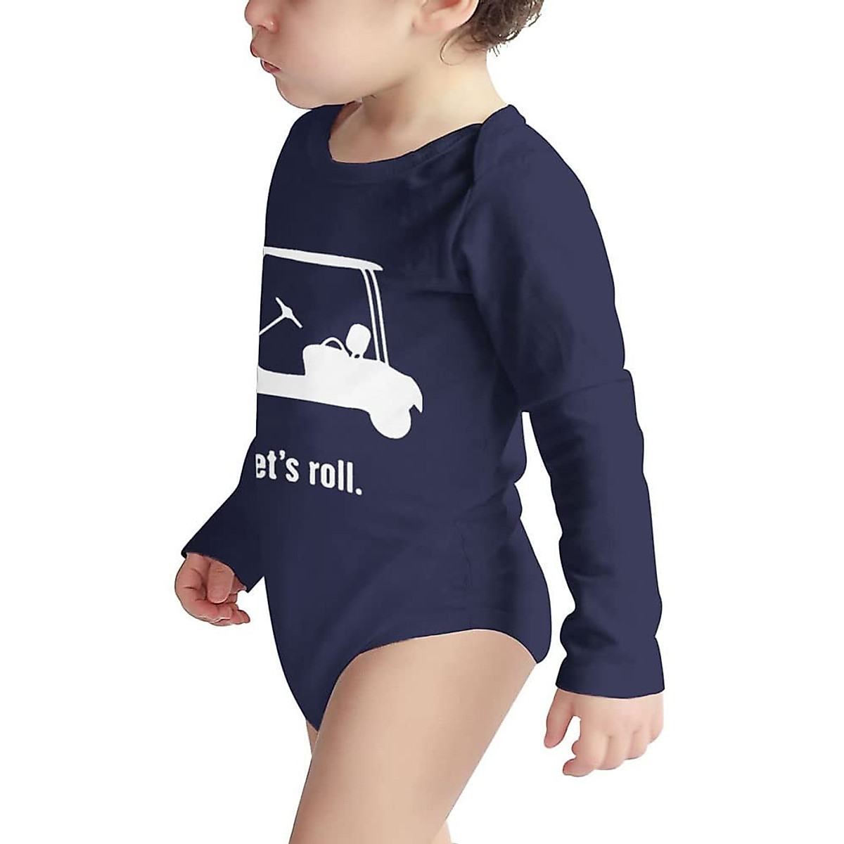 Let's Roll Golf Cart Baby Bodsuit Long Sleeve Rompers Cotton Jumpsuit Outfits Navy, 0-6 Months