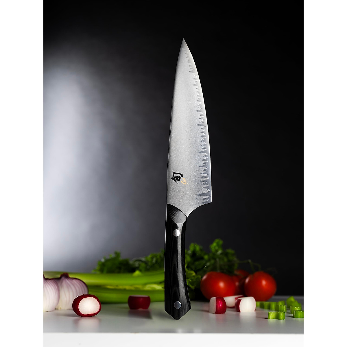 Shun Narukami 10" Chef’s Knife, Handcrafted Japanese Kitchen Knife, Blue II Carbon Steel Core and San Mai Stainless Steel Cladding, Micarta Handle, Chef Knife for Professional and Home Chefs